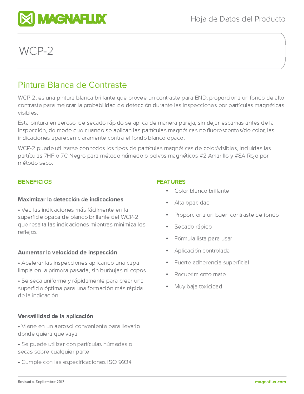 WCP-2 Product-Data-Sheet Espanol - Hoja de Datos del Producto Revisado: Septiembre 2017 ...