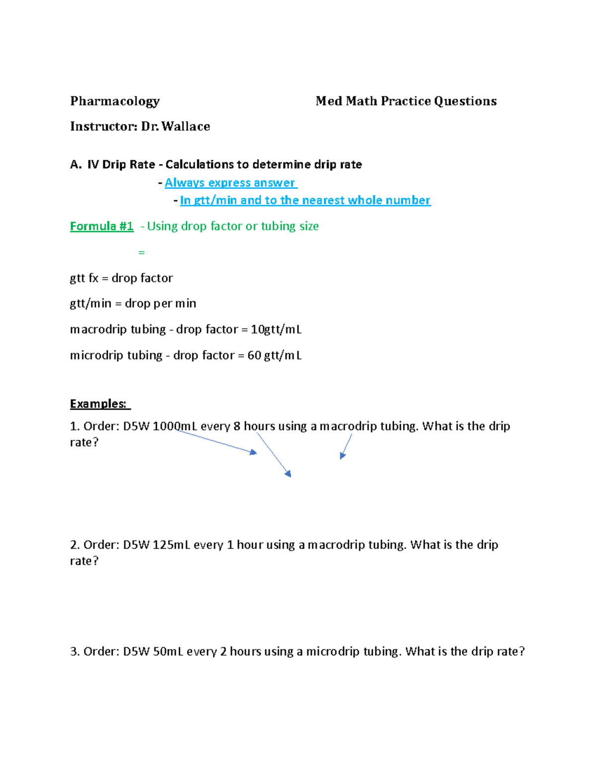Math+Calculation+Practice+Exercises-1 - Pharmacology Med Math Practice ...