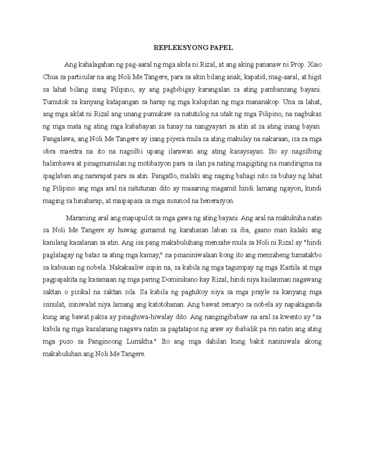 Replektibong Papel 1 - It will help you with assignments to answer and ...