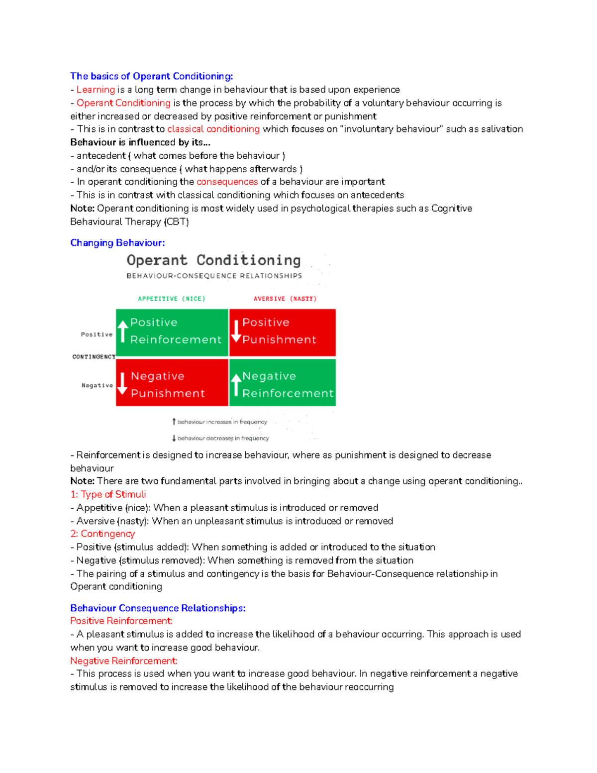 Week 6 Learning - The basics of Operant Conditioning: Learningis a long ...