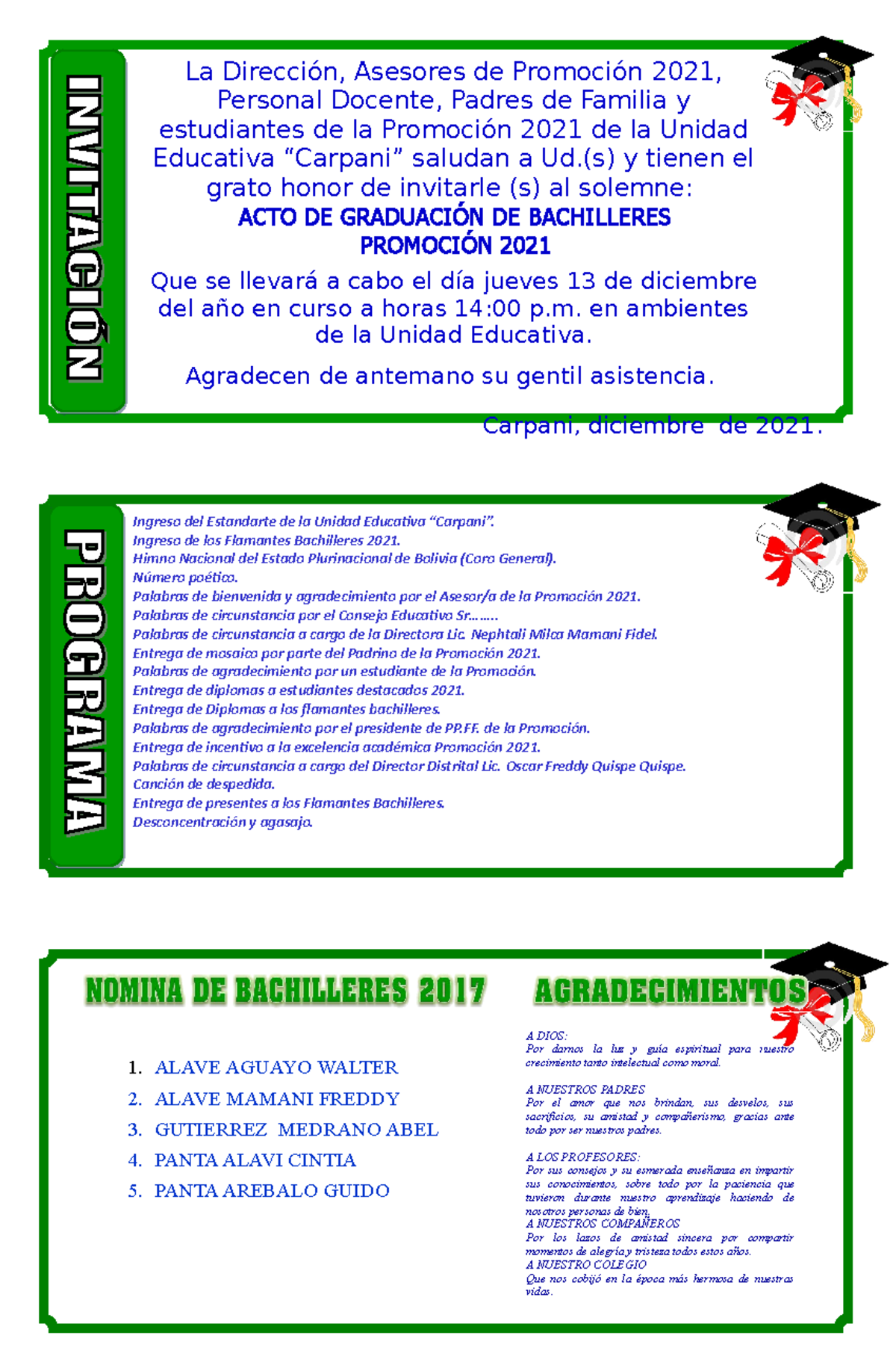 Triptico Carpani - asdsda - Ingreso del Estandarte de la Unidad ...