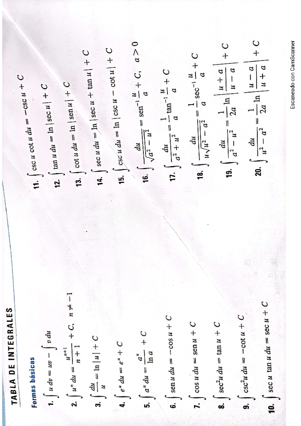 Tabla de integrales - Calculo Diferencial - Studocu