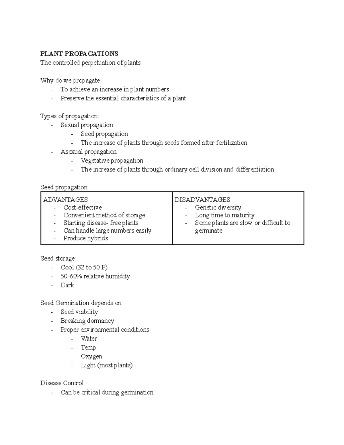 Horticulture notes#4 - in-depth lecture notes - PLANT PROPAGATIONS The ...