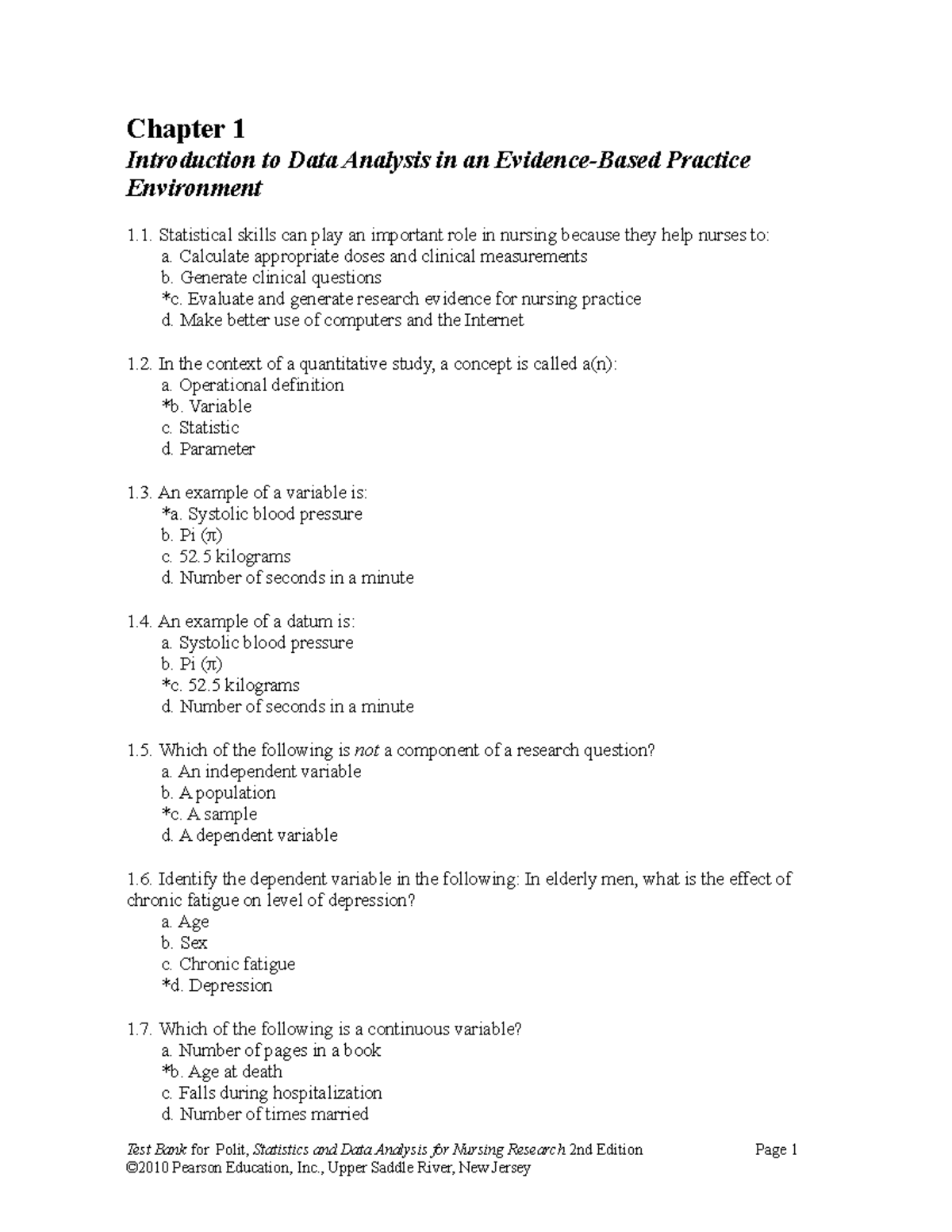 Stats-testbank exam - Statistics test - Chapter 1 Introduction to Data ...