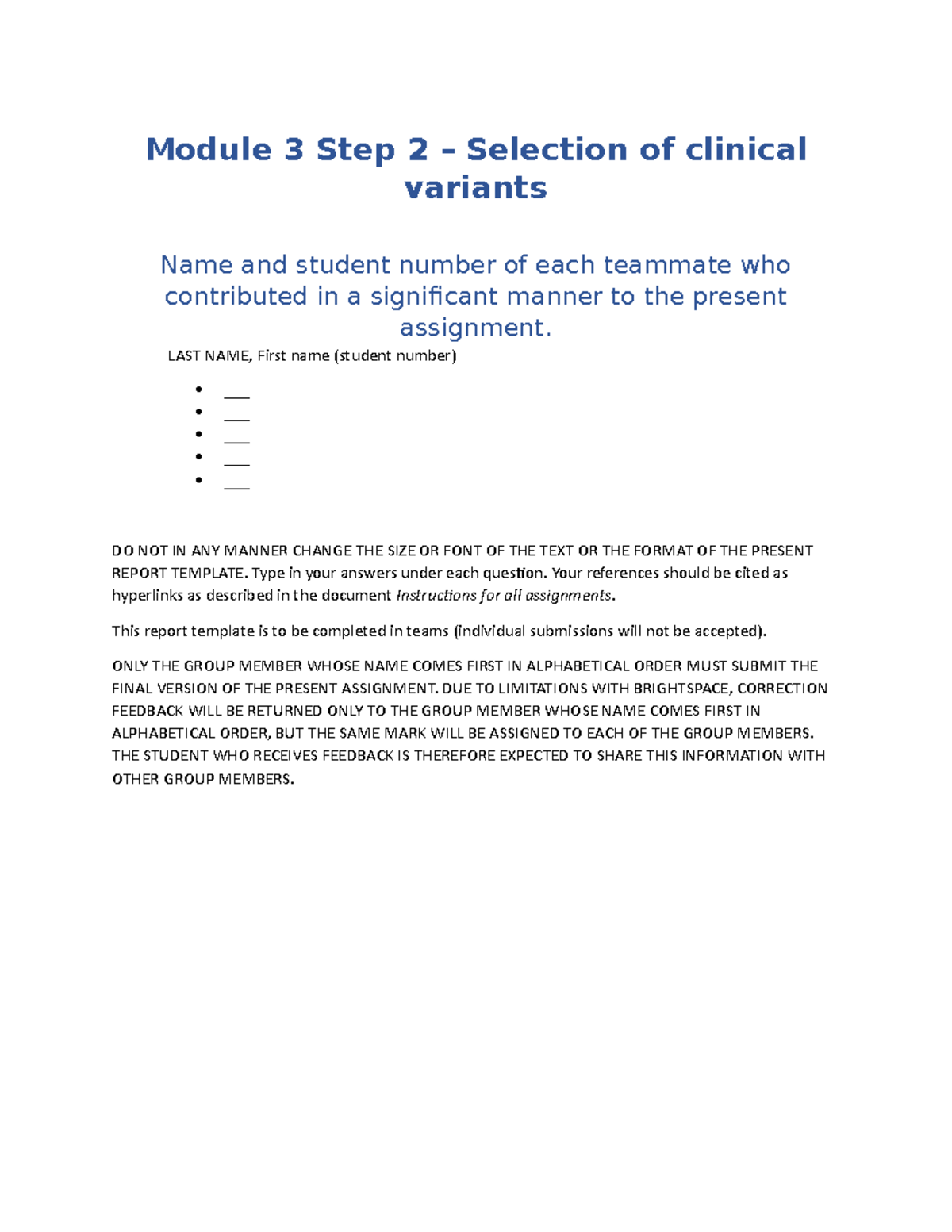 Module 3 Step 2 Selection of clinical variants - Module 3 Step 2 ...