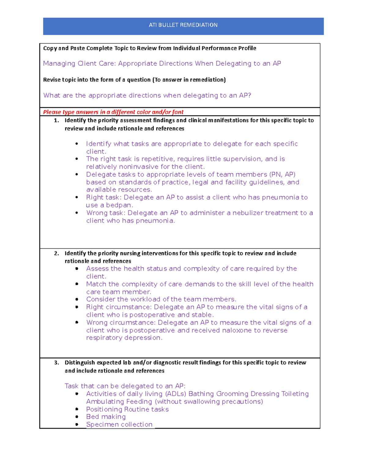 Remediation 1 - Copy and Paste Complete Topic to Review from Individual ...