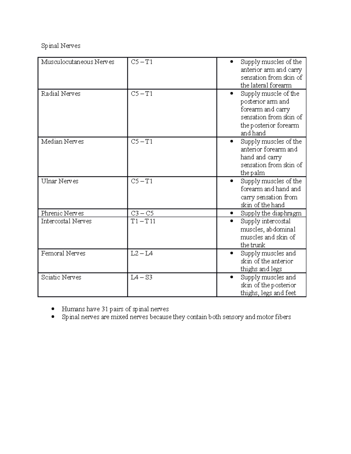 Spinal nerves - Studocu