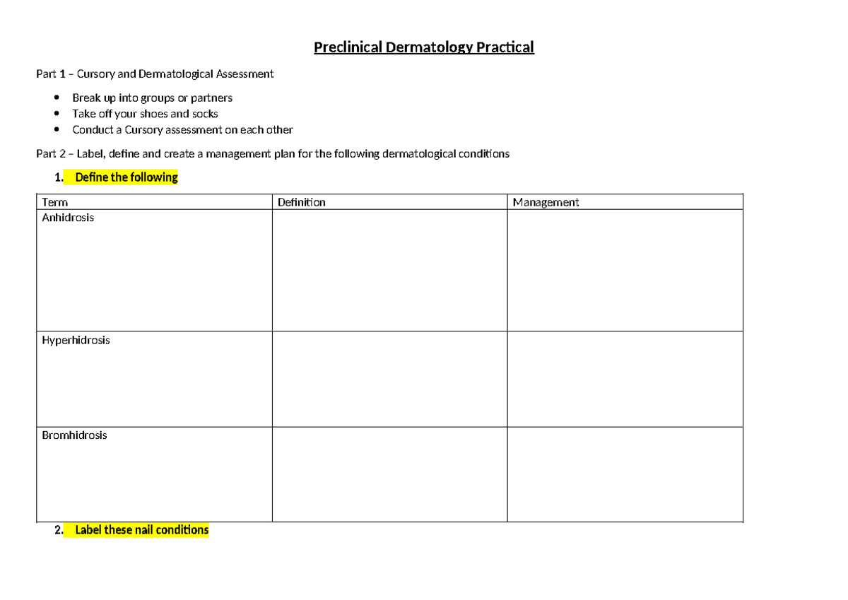 Preclinical Module 3 tutorial questions - Preclinical Dermatology ...