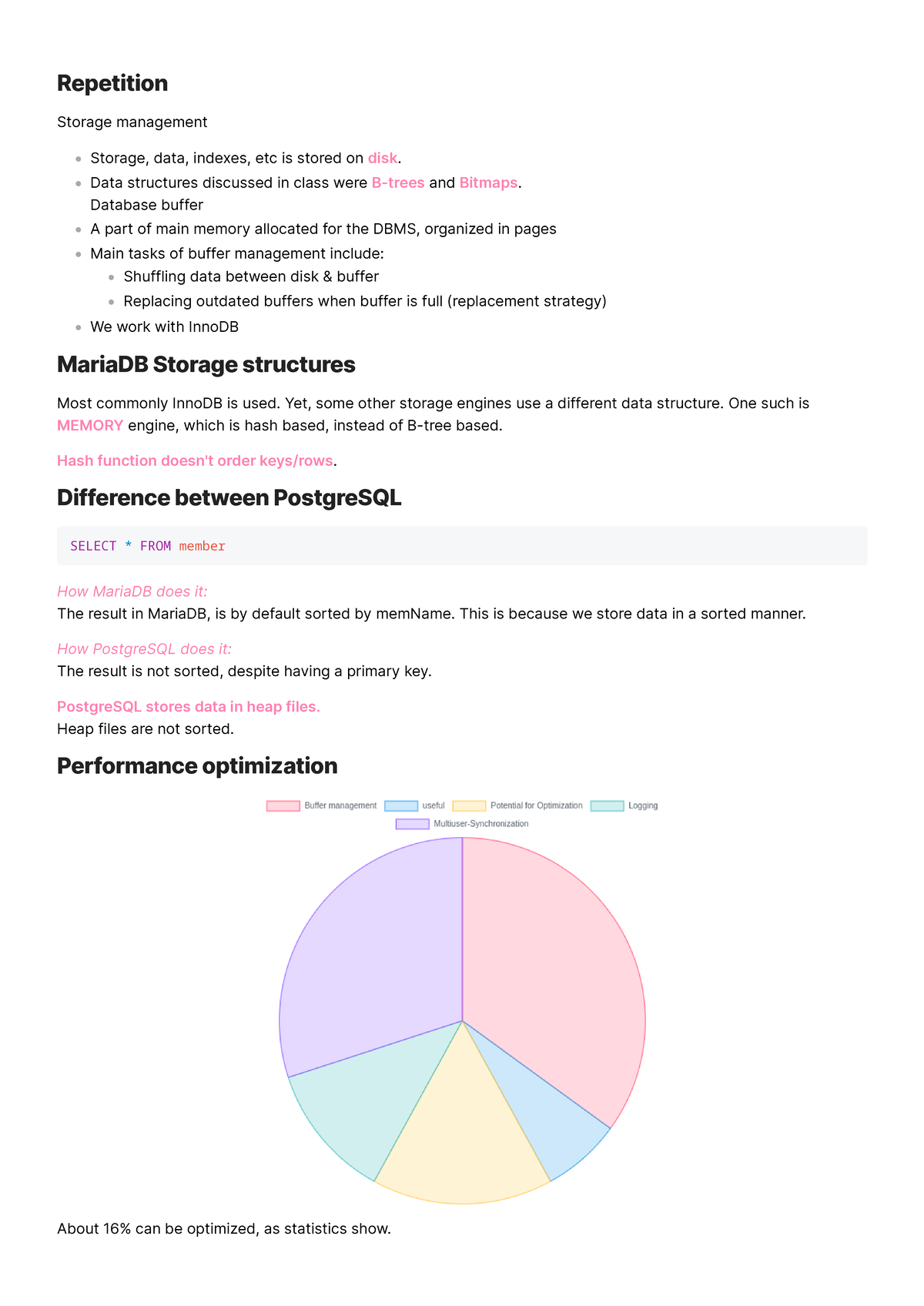 Databases Week 6 - Storage and Indices - Repetition Storage management MariaDB Storage ...