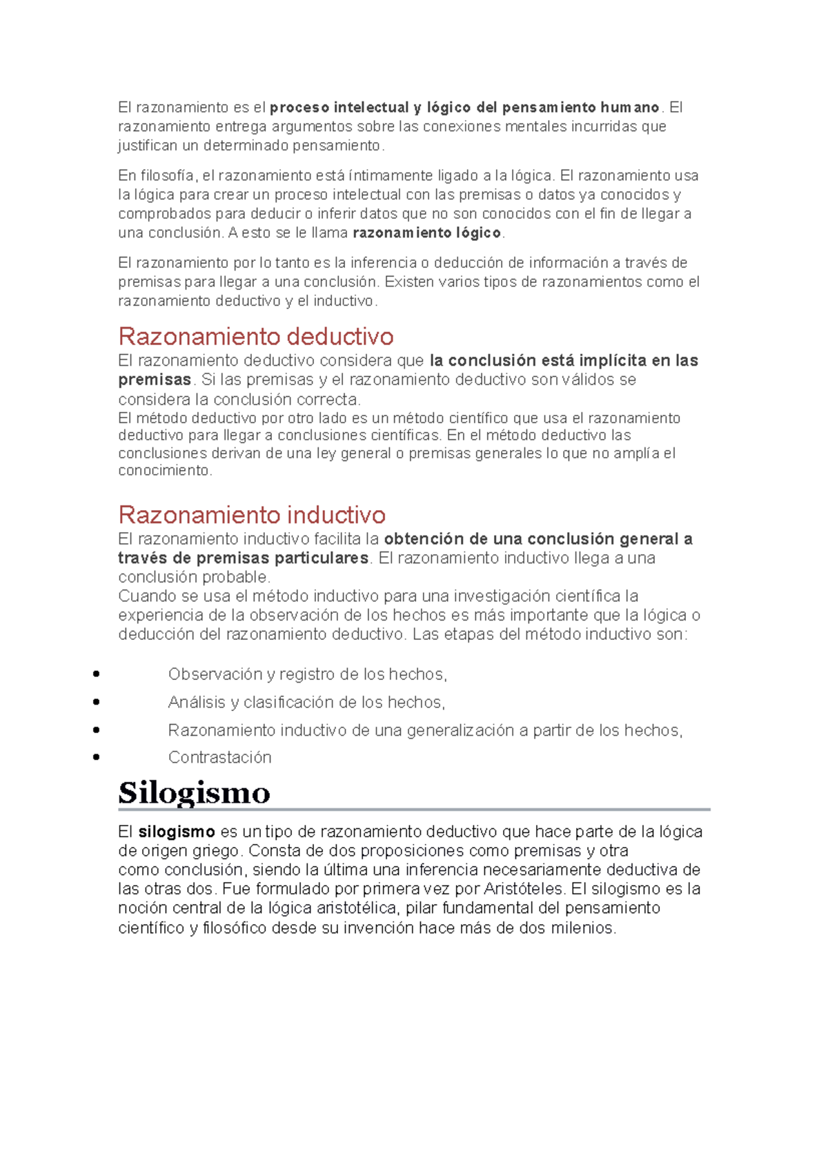El razonamiento es el - el razonmiento - El razonamiento es el proceso ...