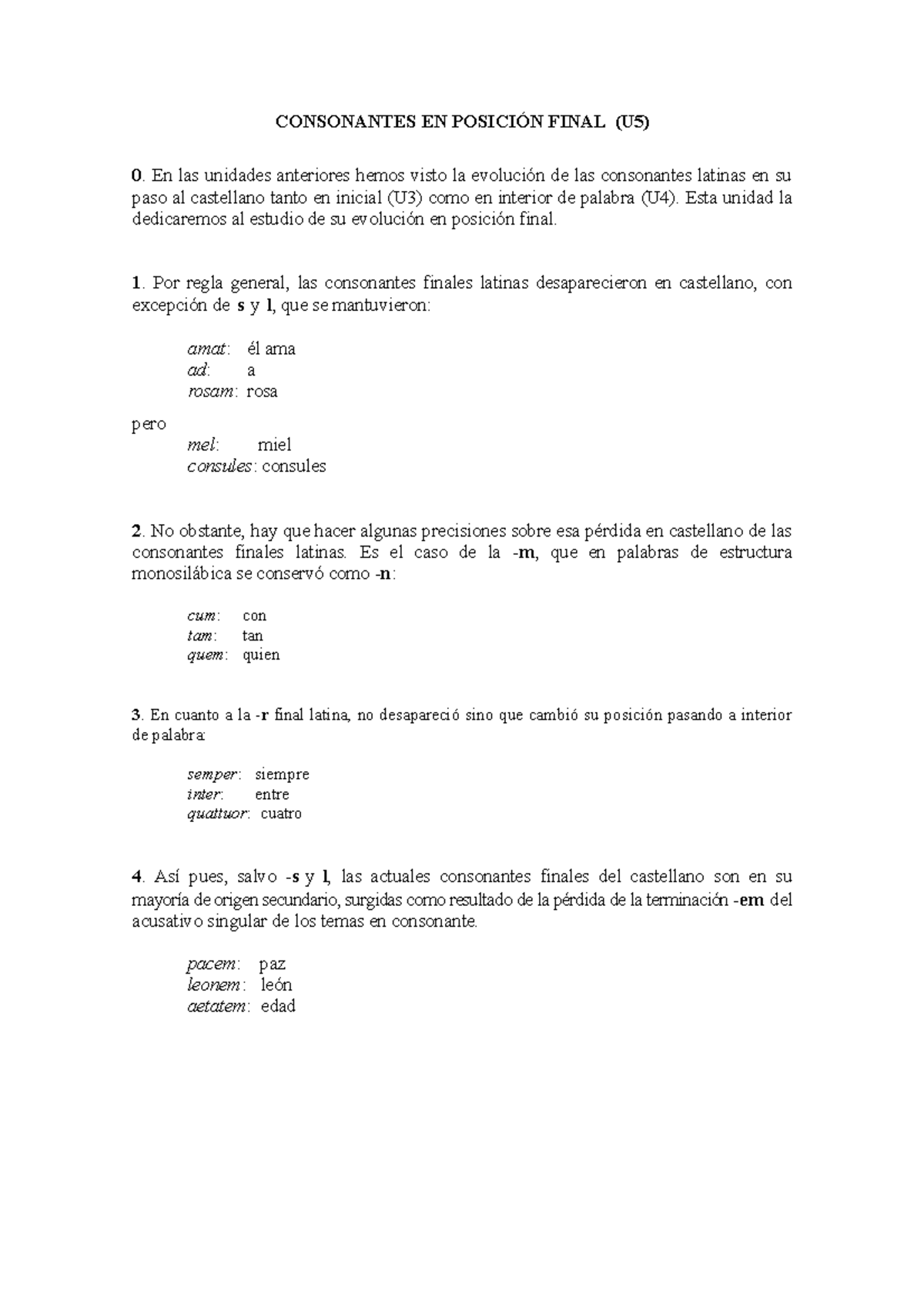 Fonética. Evolución de las consonantes en posición final - CONSONANTES ...