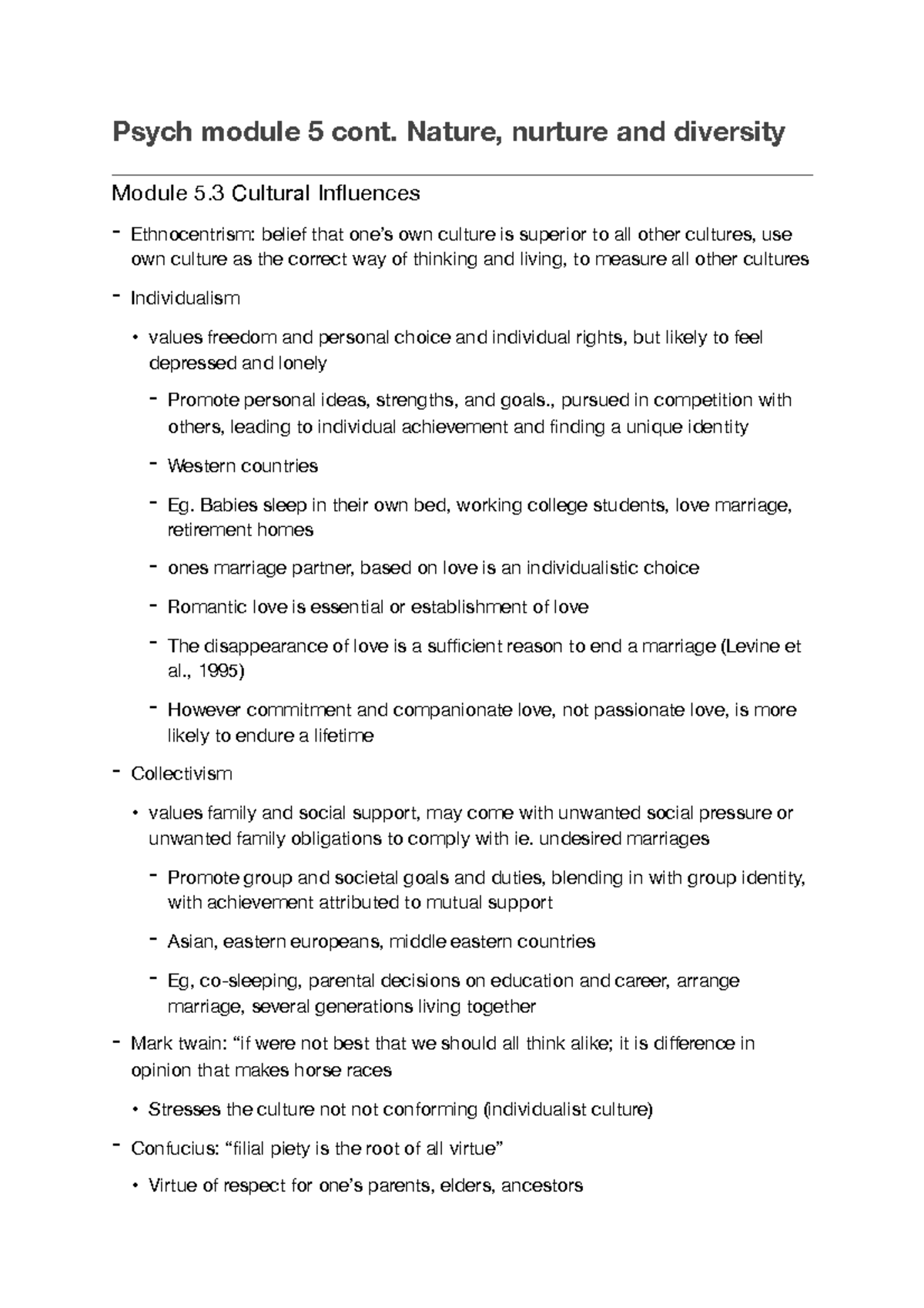 Psych chapter 5b - Psych module 5 cont. Nature, nurture and diversity ...