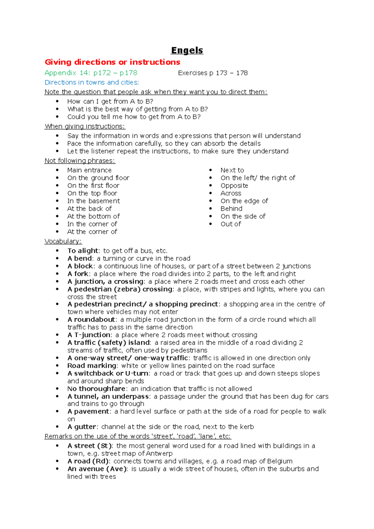 Samenvatting module 4 - Engels Giving directions or instructions ...