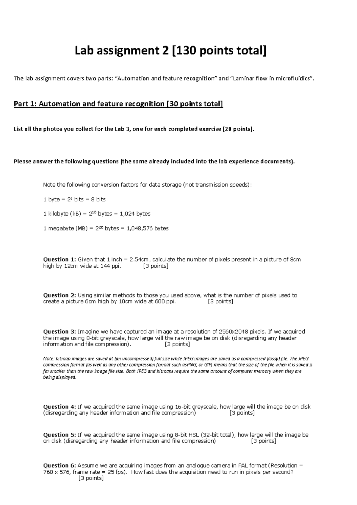 BMET3660 - 2024 - Lab assignment 2 - rubrics-1 - Lab assignment 2 [1 3 0 points total] The lab ...