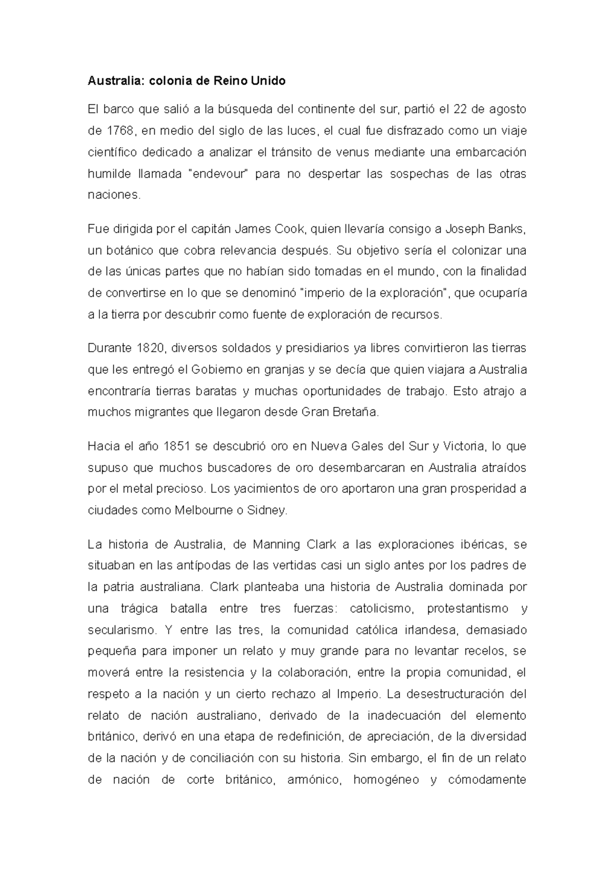 Equipo de 3-Conclusión-Historia de las RI - Australia: colonia de Reino ...