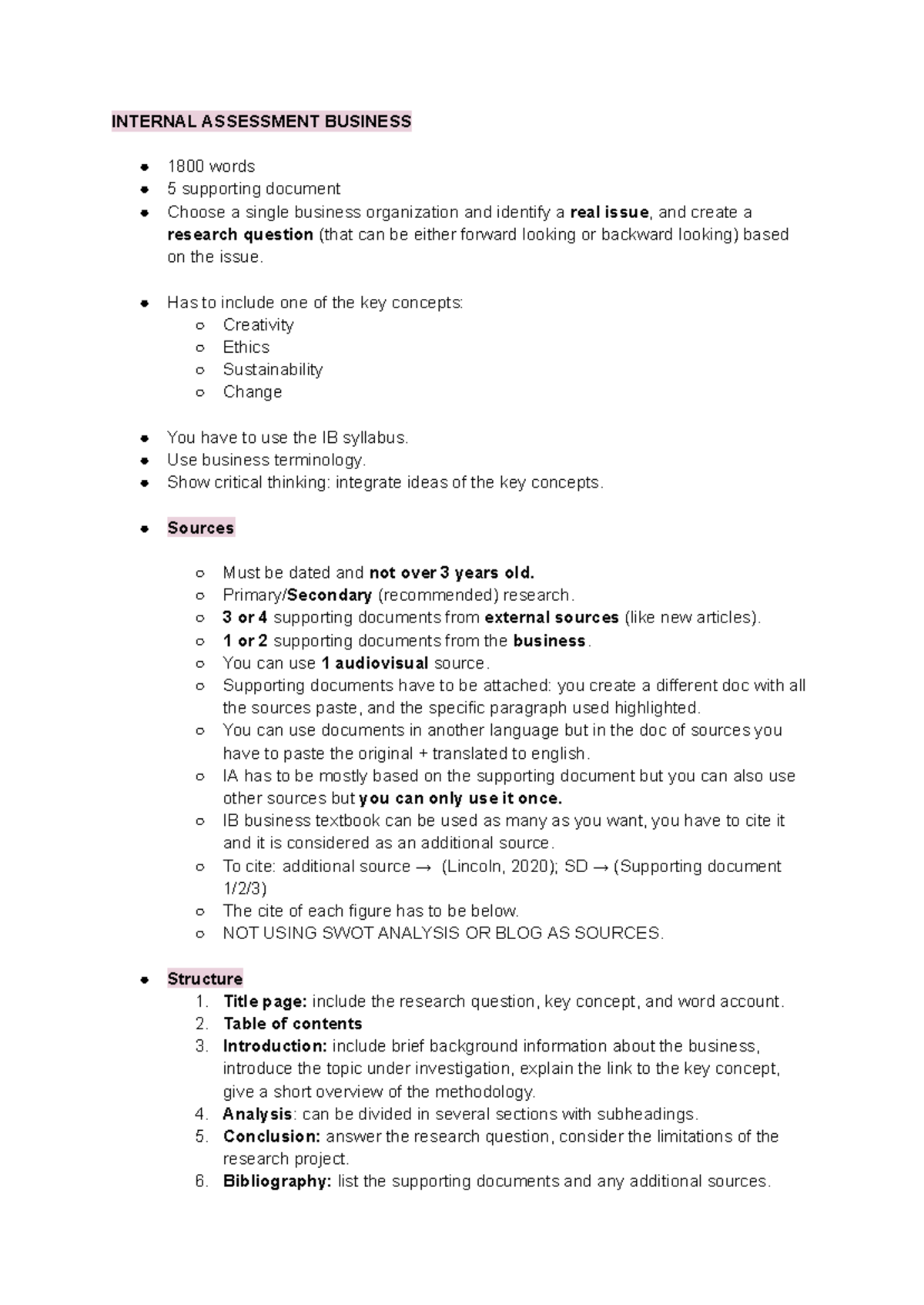 IA Business Explanation - INTERNAL ASSESSMENT BUSINESS 1800 words 5 ...