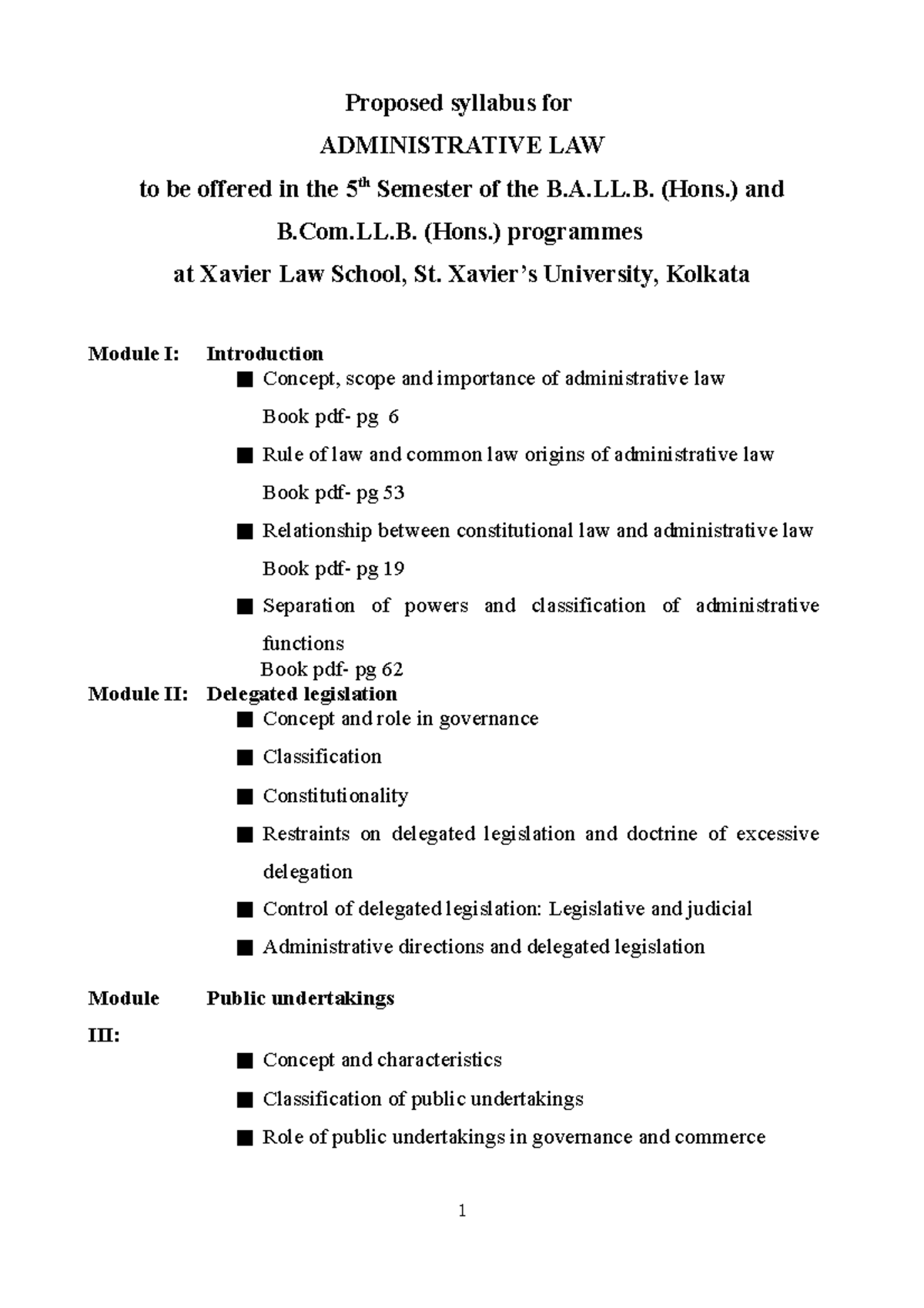 Administrative Law syllabus - Proposed syllabus for ADMINISTRATIVE LAW ...