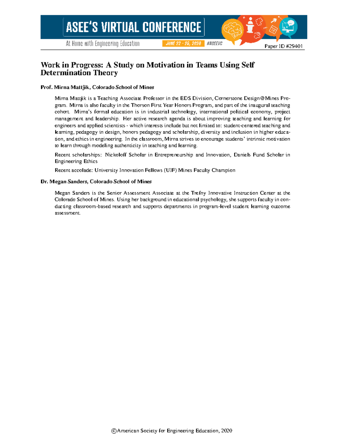 Work in progress a study on motivation in teams using self ...