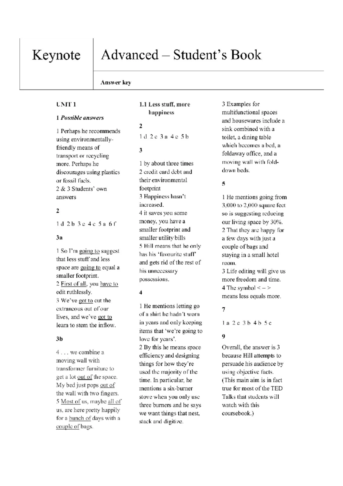 Keynote Advanced Student's Book Answer Keys 2016 -46p - Inglés - Studocu