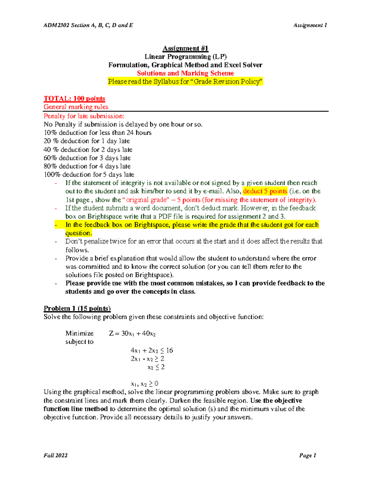 Linear Programming Formulation and Graphical Method Solutions - Studocu