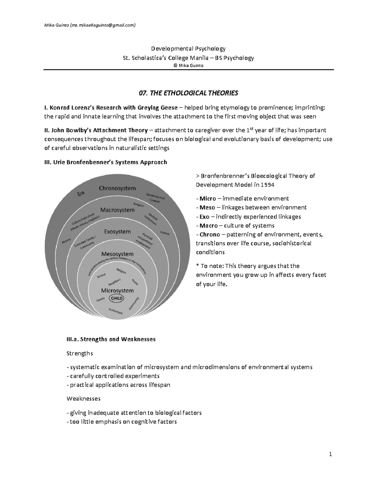 (DEV PSYCH) Ethological, Eclectic Theories - Developmental Psychology ...