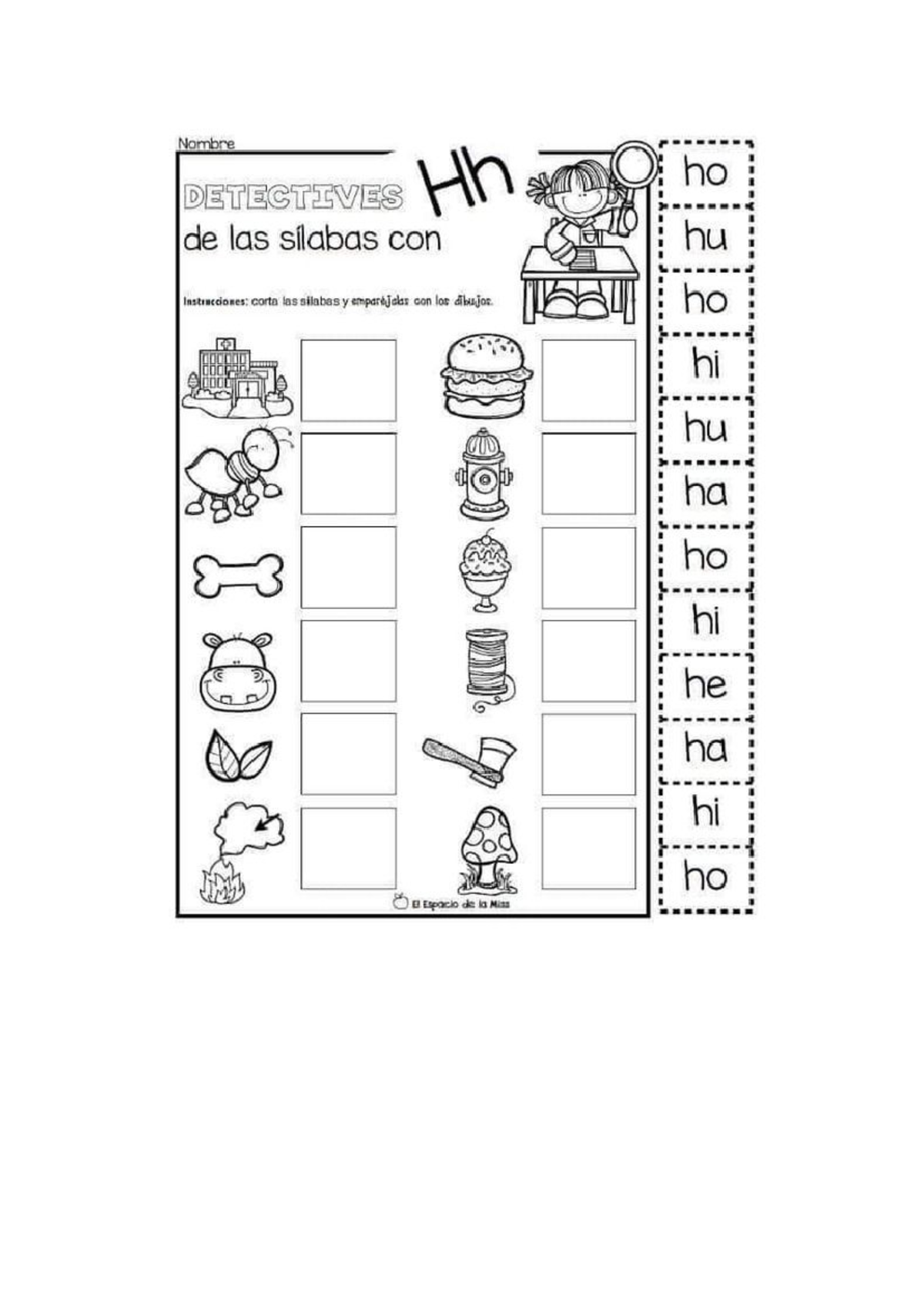 Silaba ha - ht ht - Educación inicial - Nombre ho DETECTIVES de las ...