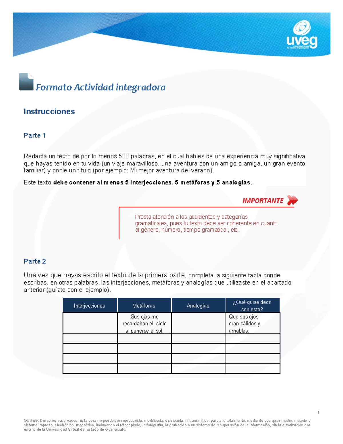 Formato - Este texto debe contener al menos 5 interjecciones, 5 ...