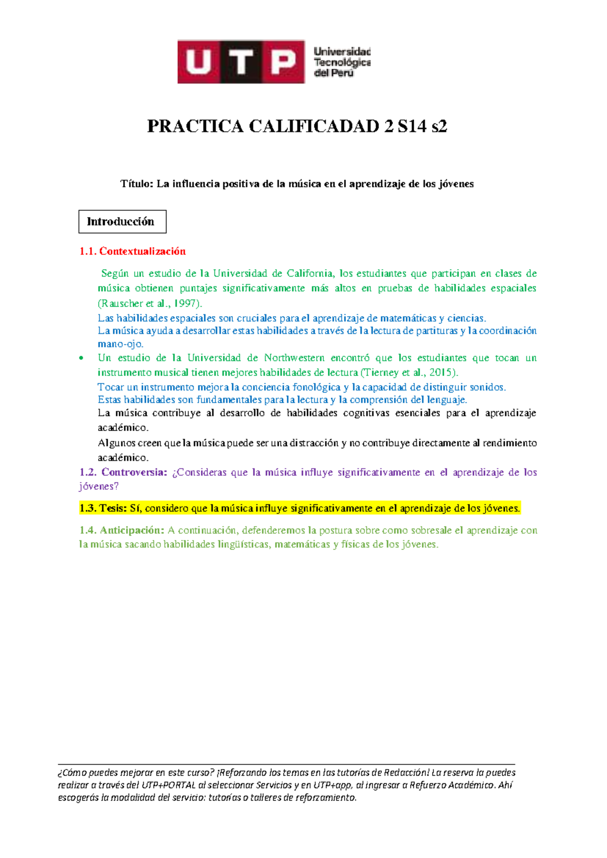 Comprensión y redacción de textos I practica calificada II 2024 S14 s2. - - Studocu
