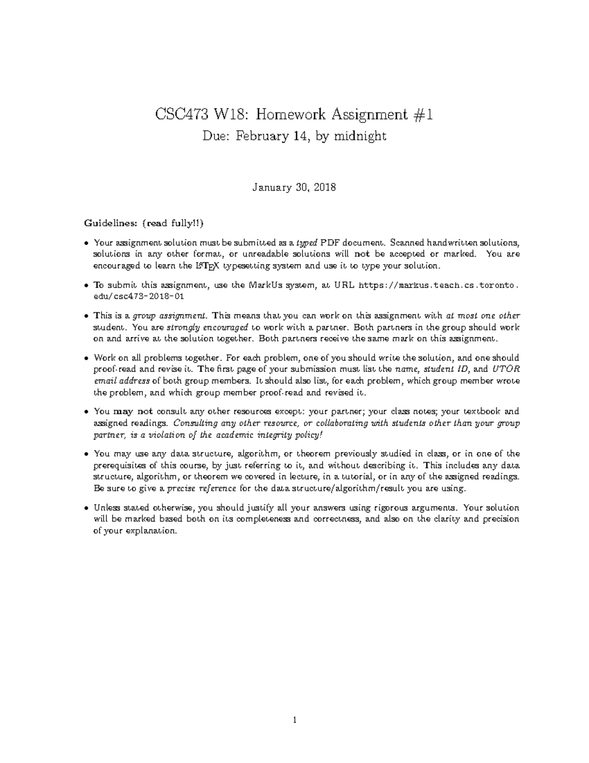 A1 handout - CSC473 W18: Homework Assignment Due: February 14, by ...
