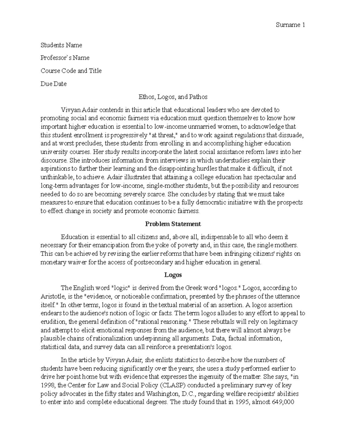 Order #456983298 - Surname 1 Students Name Professor`s Name Course Code ...