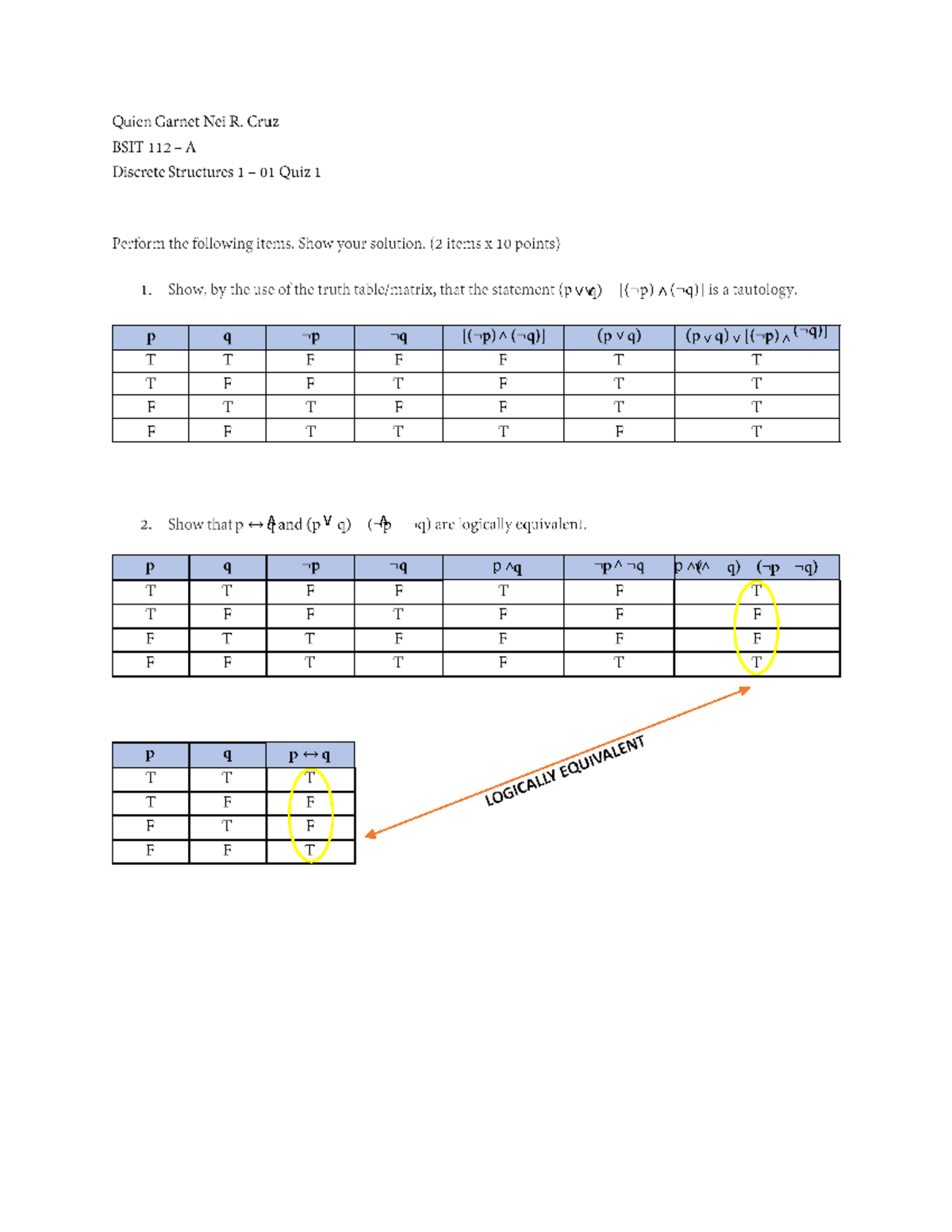 Discrete-Structures-1-01-Quiz-1-cruz - Quien Garnet Nei R. Cruz BSIT 112 A Discrete Structures 1 ...