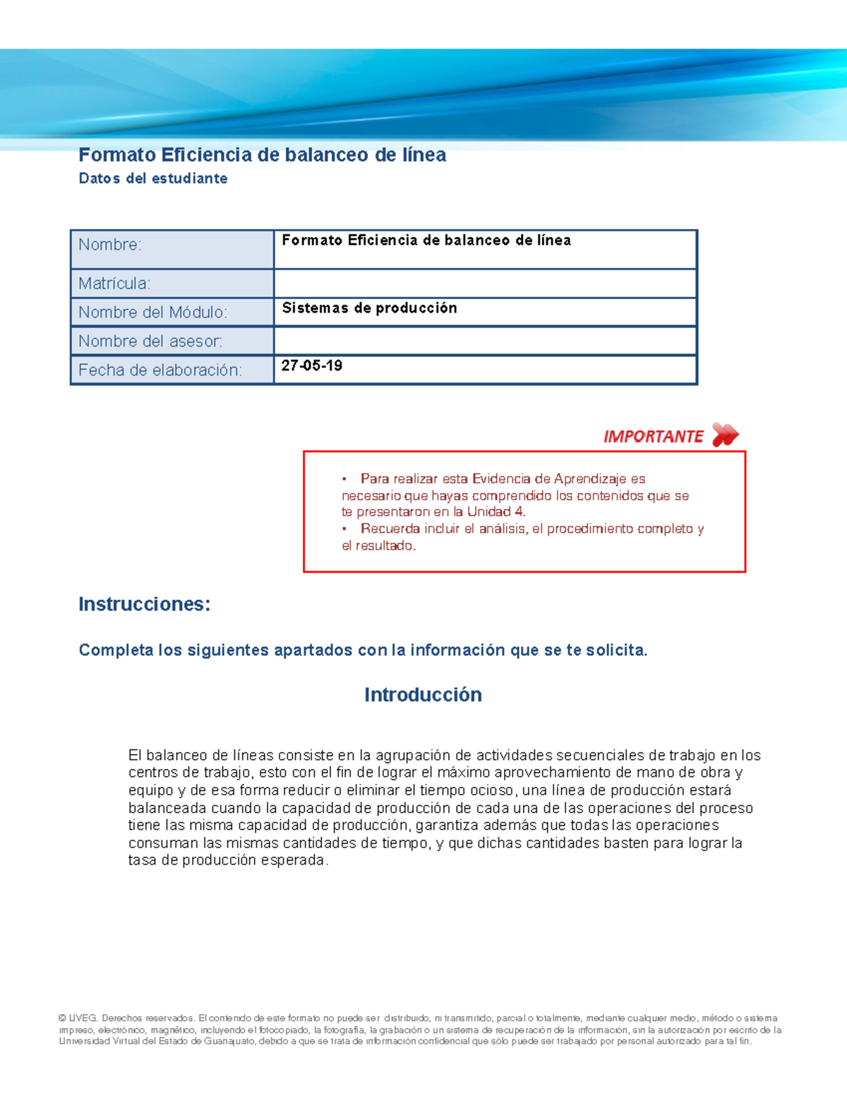 Formato Eficiencia de balanceo de línea - Formato Eficiencia de ...