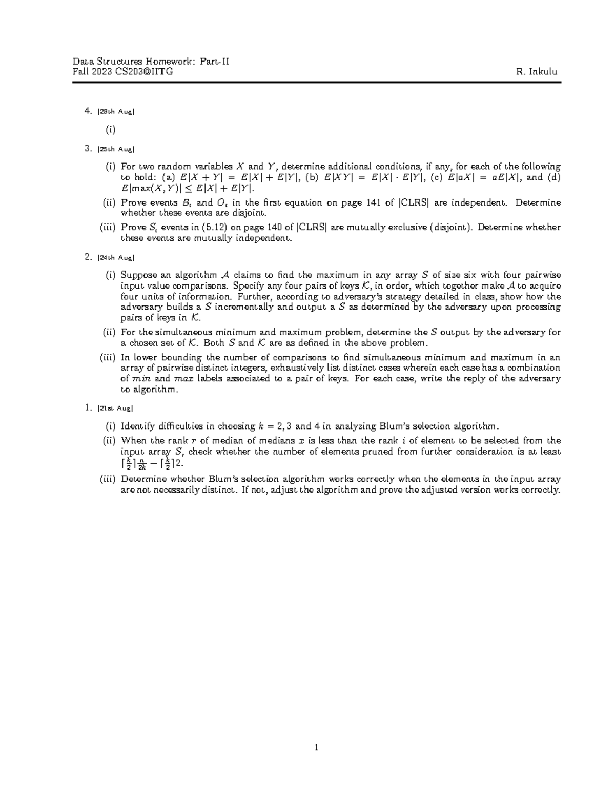 Hwds-ri - homework given to us by prof - Data Structures Homework: Part ...