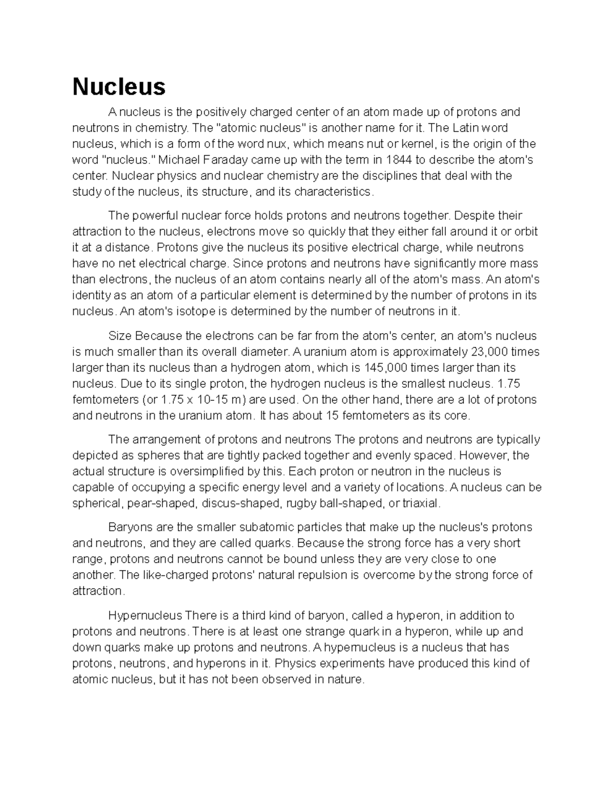 Nucleus - Module - Chem 114 - Nucleus A nucleus is the positively ...