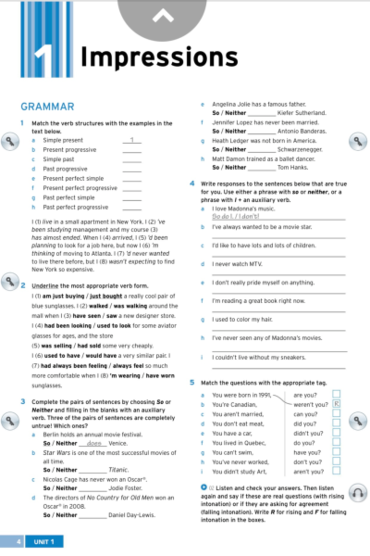 W Unit 1 - Grammar summary Unit 1 - English - Studocu