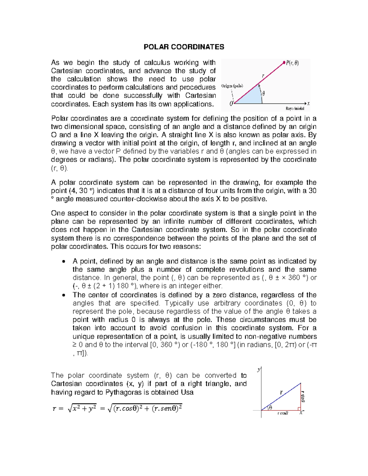 Polar Coordinates - POLAR COORDINATES As we begin the study of calculus ...