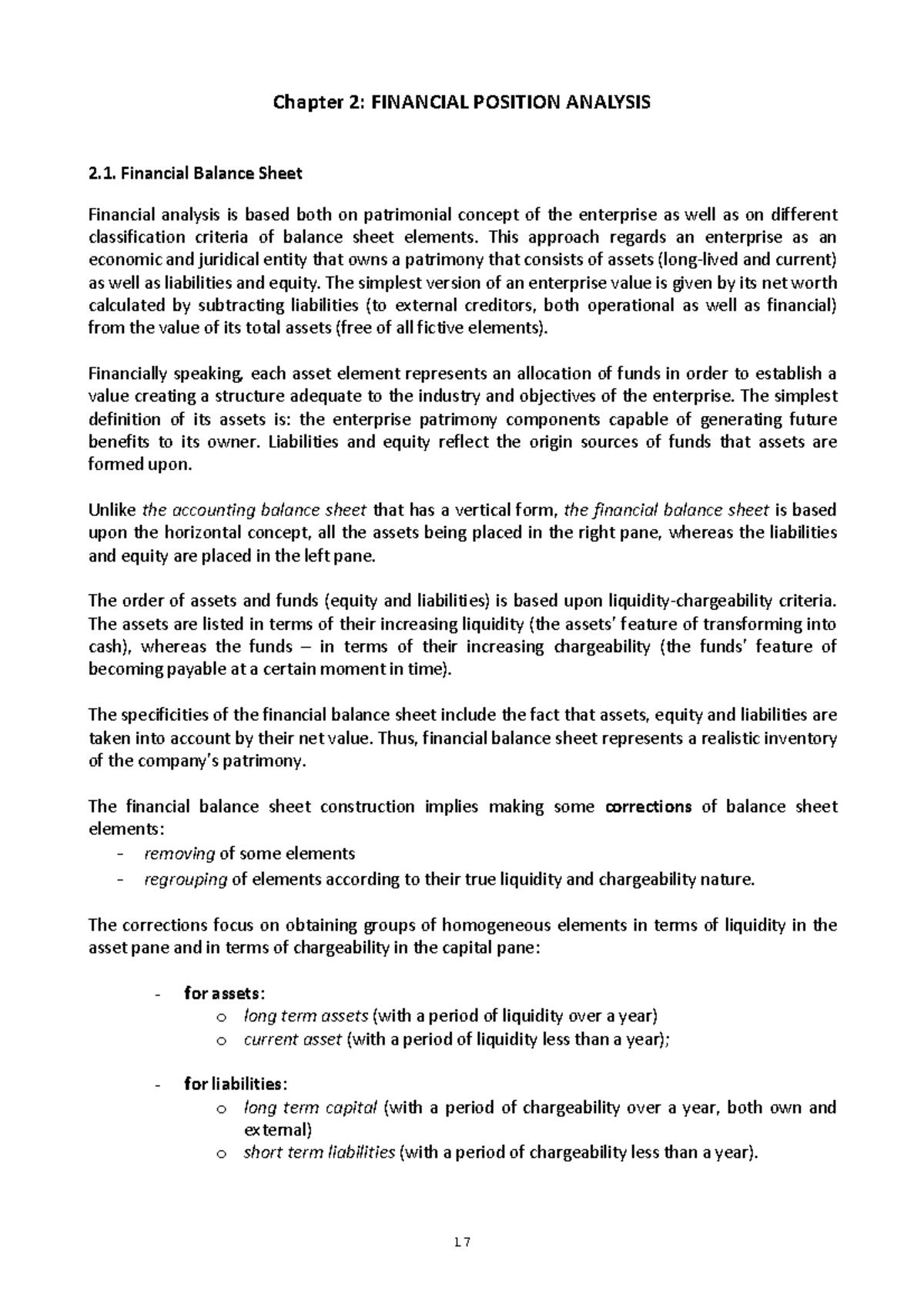 Ch 2 Financial Position Analysis en - Chapter 2: FINANCIAL POSITION ...