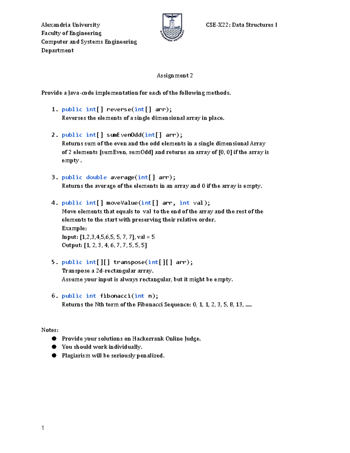 2021-Data Structures Lab 2 - Alexandria University CSE-X22: Data Structures I Faculty of ...