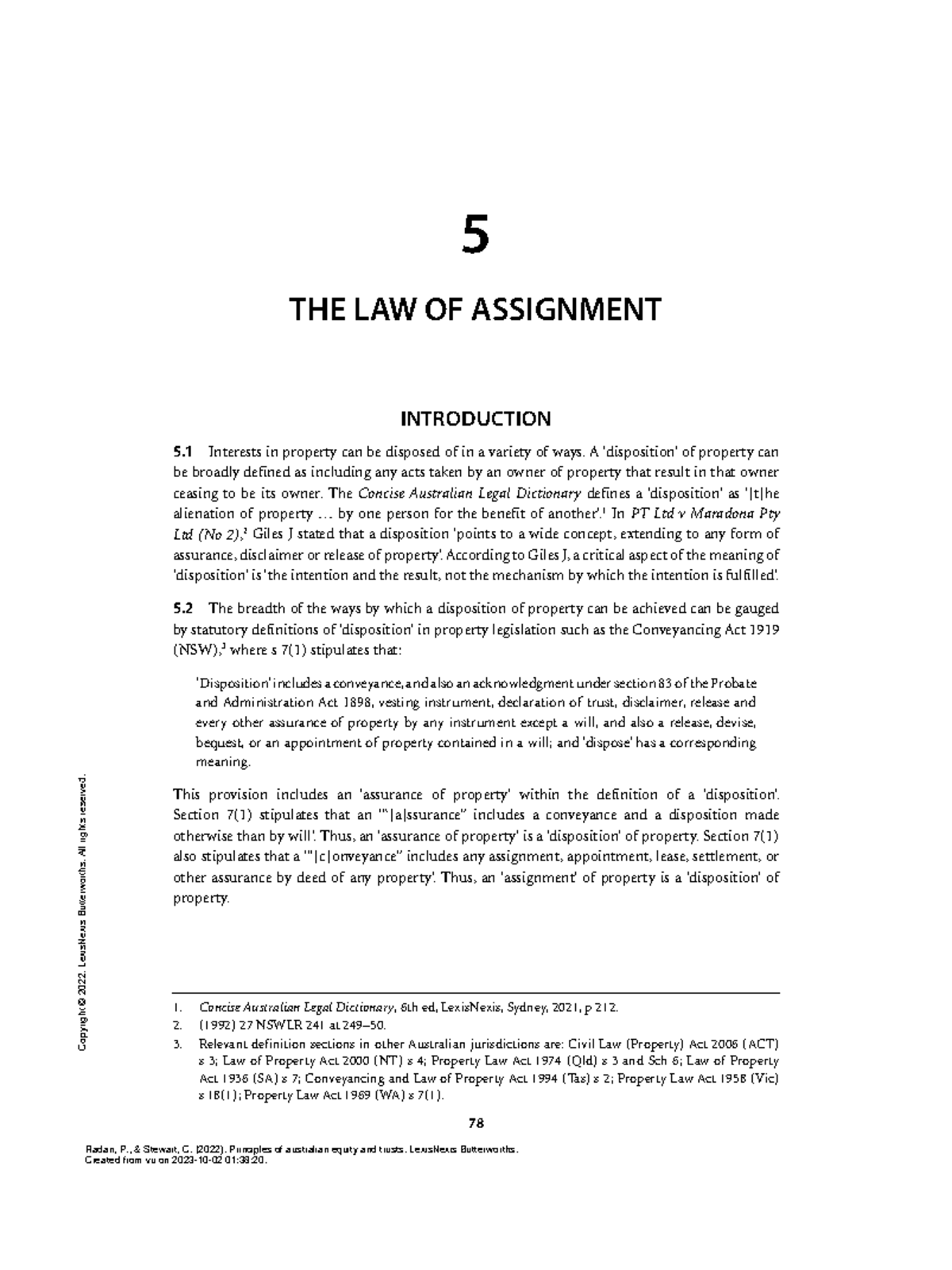 Chapter 5 THE LAW OF Assignment) - 5 THE LAW OF ASSIGNMENT INTRODUCTION ...