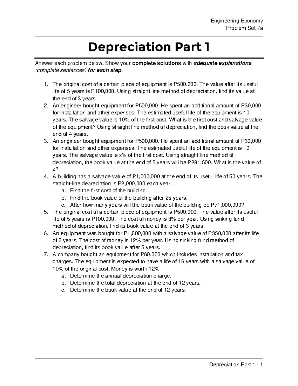 07a - Depreciation 1 (Engineering Economy) - Engineering Economy ...