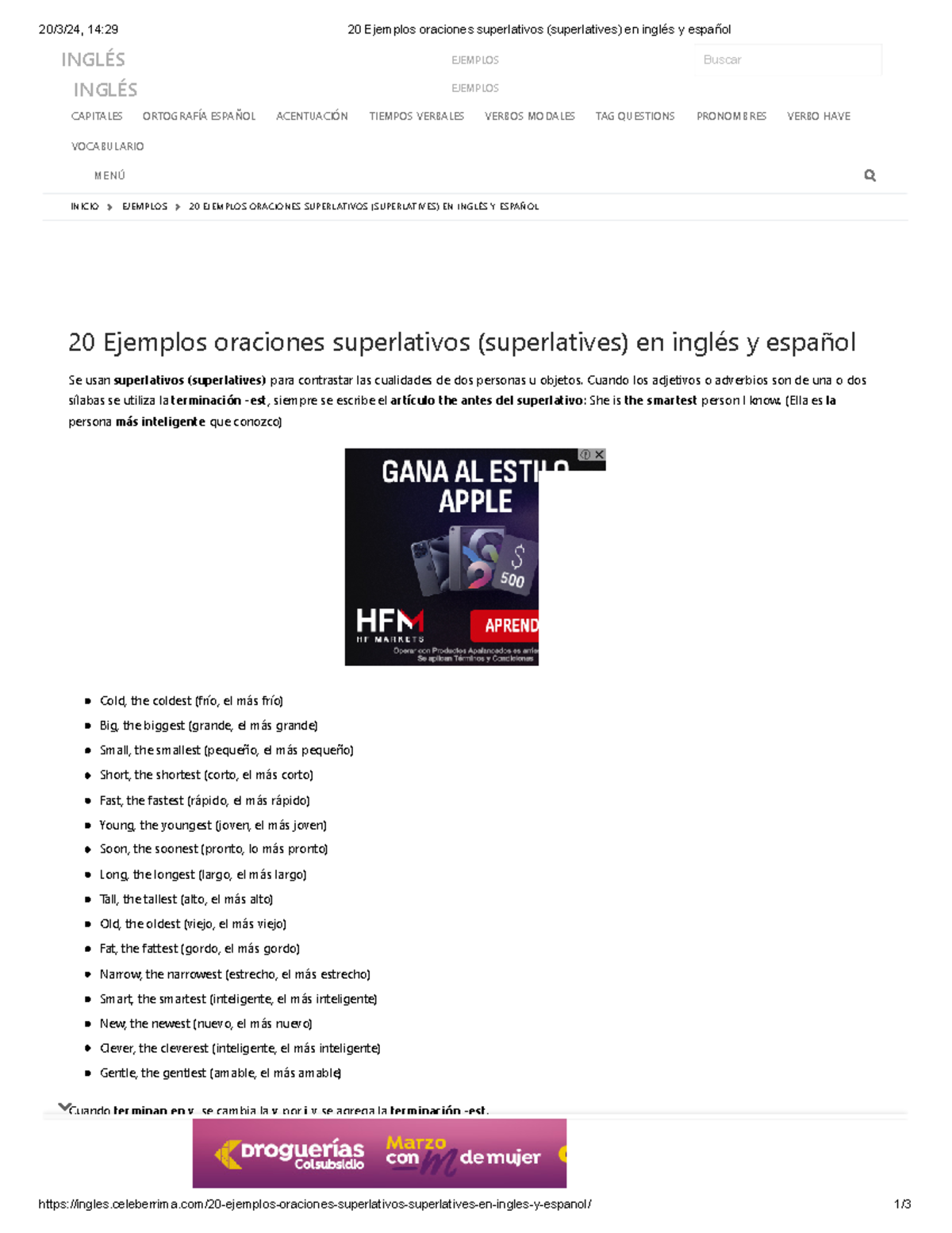20 Ejemplos oraciones superlativos (superlatives) en inglés y español ...