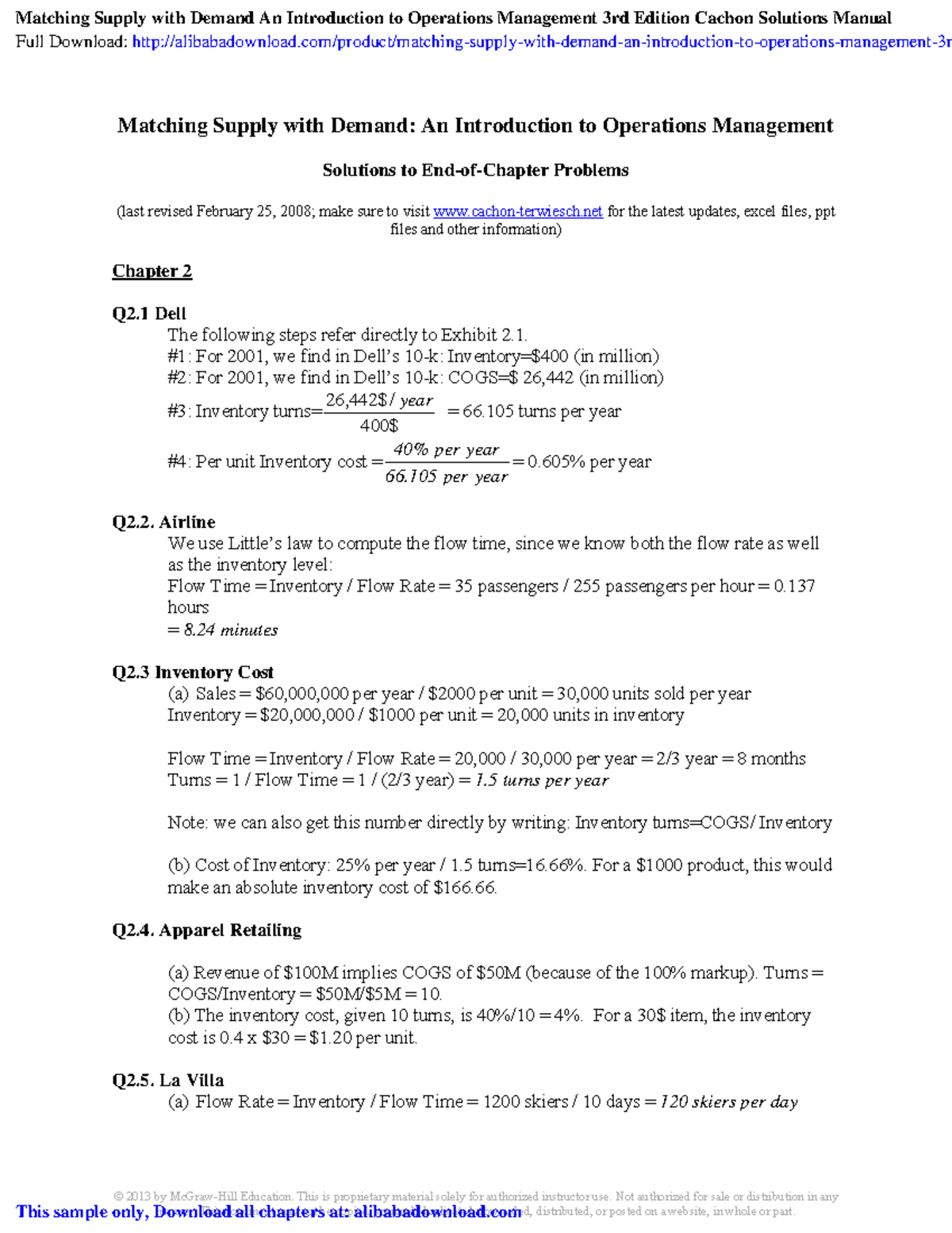 답1 - Matching Supply with Demand: An Introduction to Operations ...