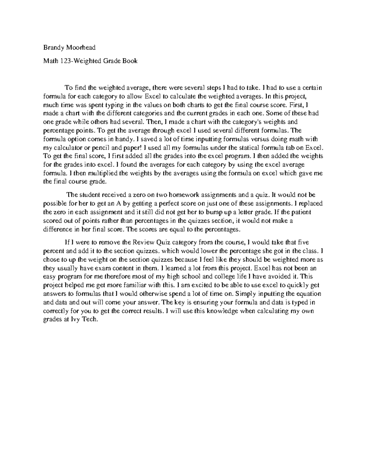 Math 123- Weighted Grade Boook - Brandy Moorhead Math 123-Weighted ...