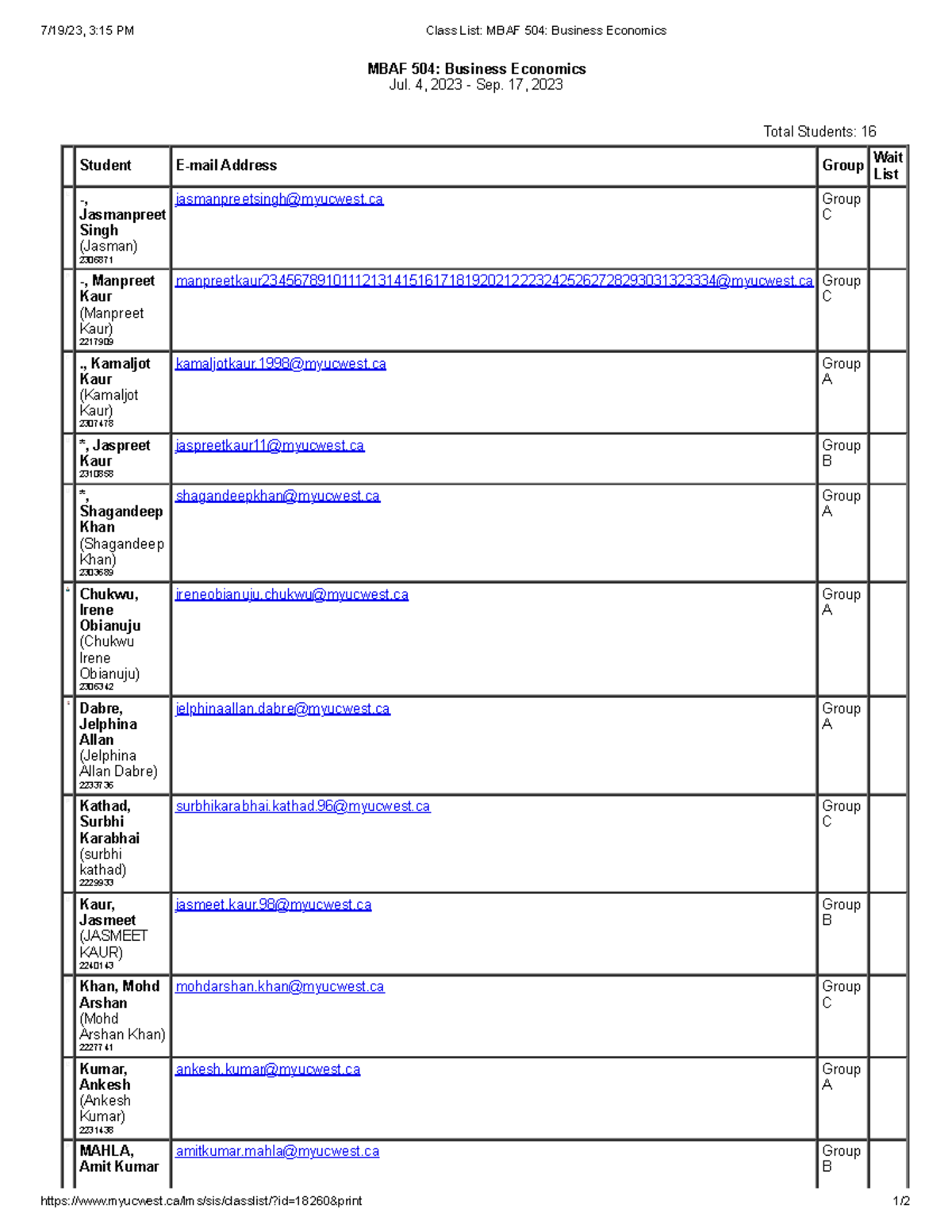 Class List MBAF 504 Business Economics - 7/19/23, 3:15 PM Class List ...