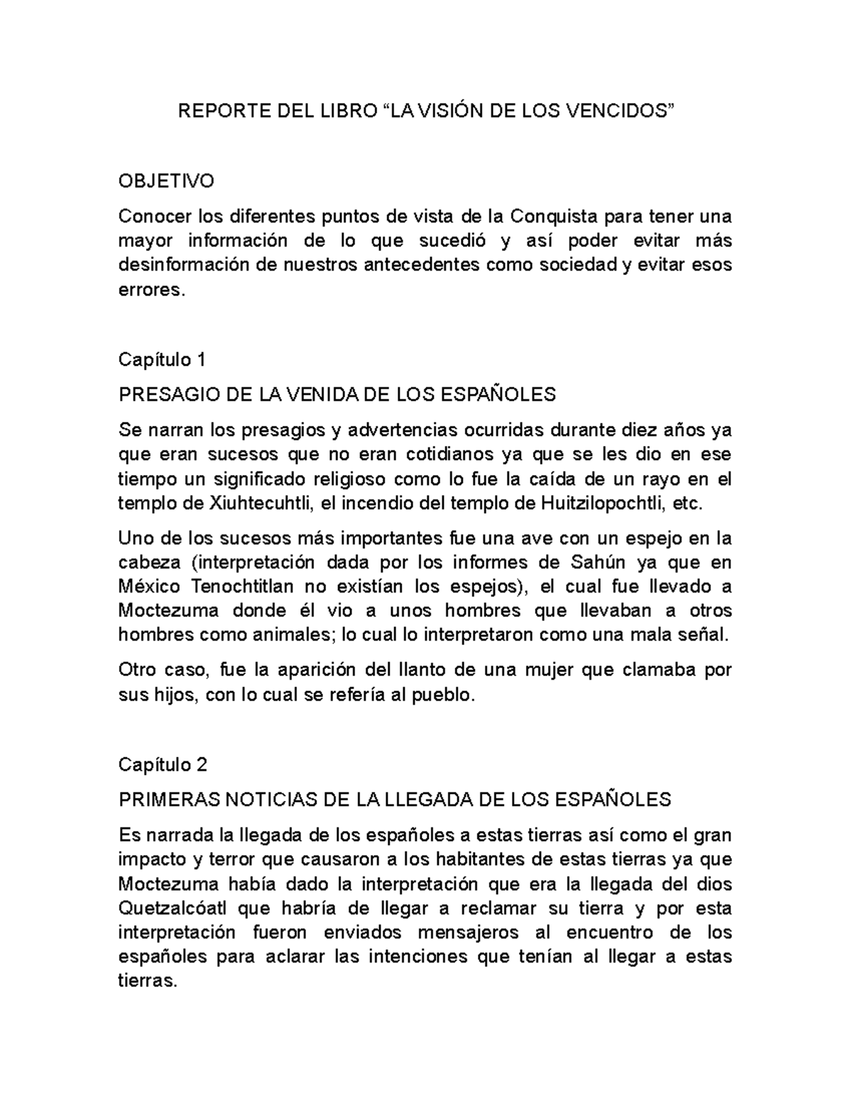 Reporte DEL Libro - REPORTE DEL LIBRO “LA VISIÓN DE LOS VENCIDOS ...
