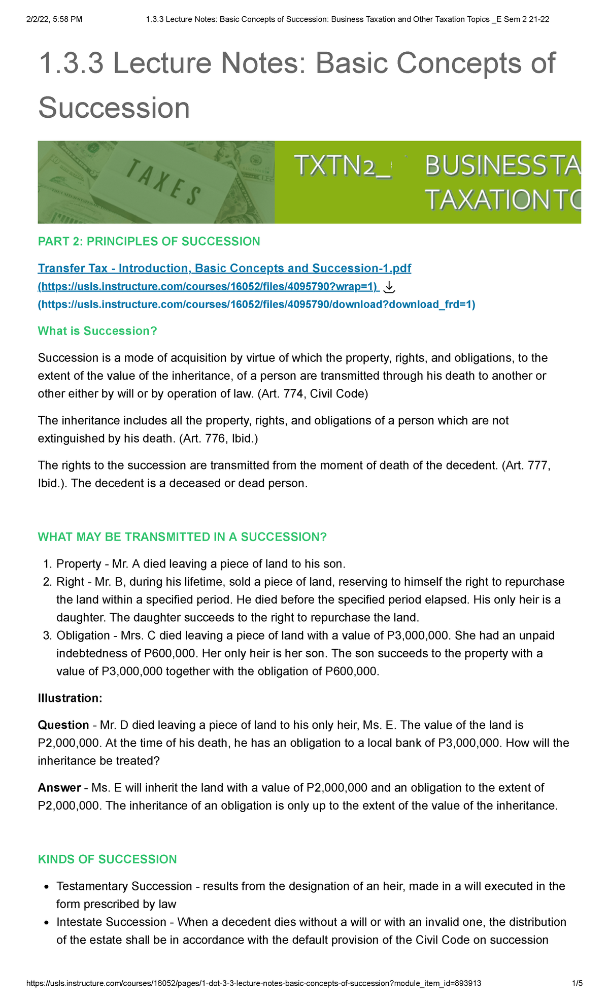 1 - Lecture notes 1 - 1.3 Lecture Notes: Basic Concepts of Succession ...