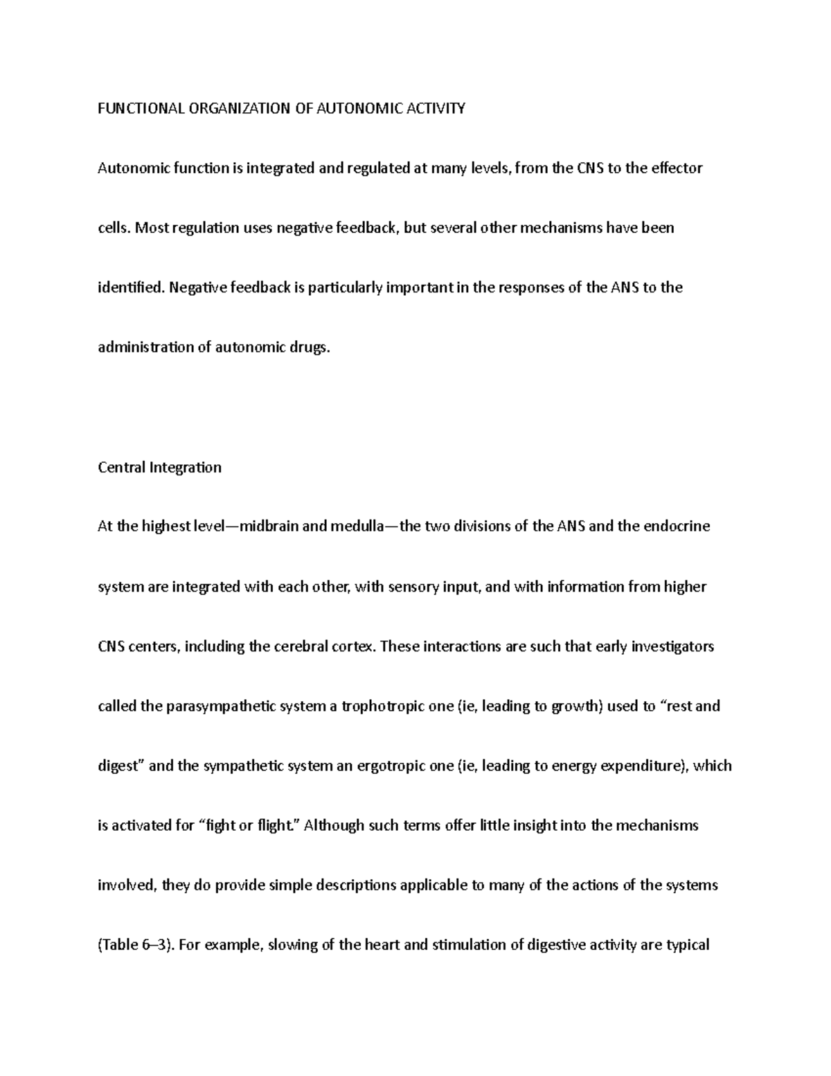 Functional Organization OF Autonomic Activity - FUNCTIONAL ORGANIZATION ...