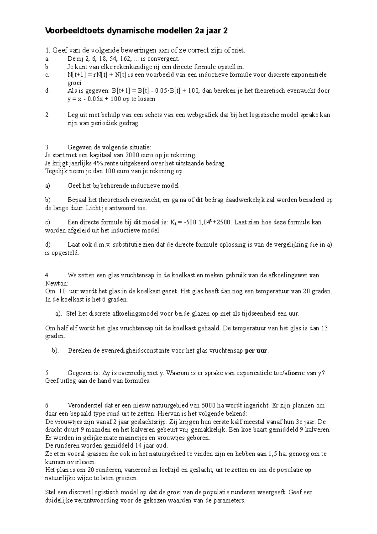 Oefentoets DM2a met antwoorden - Voorbeeldtoets dynamische modellen 2a ...