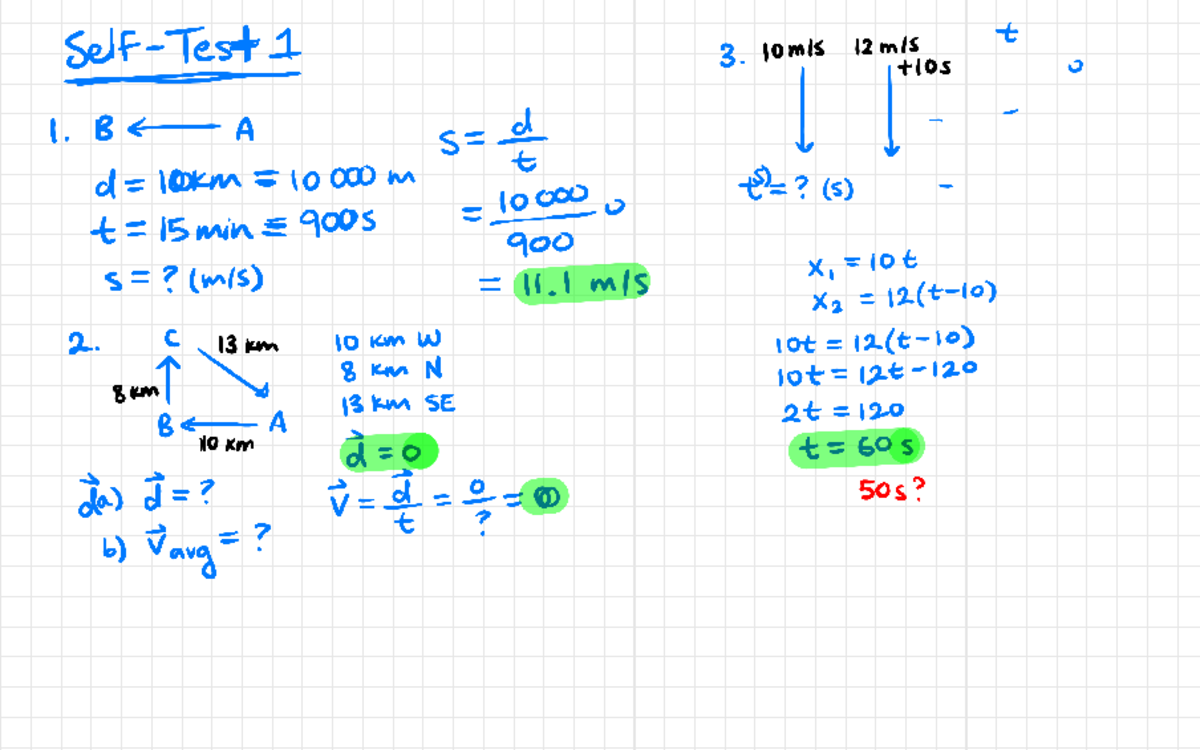 Study Guide 9 Self-Test Solutions - Phys*1080 - Studocu