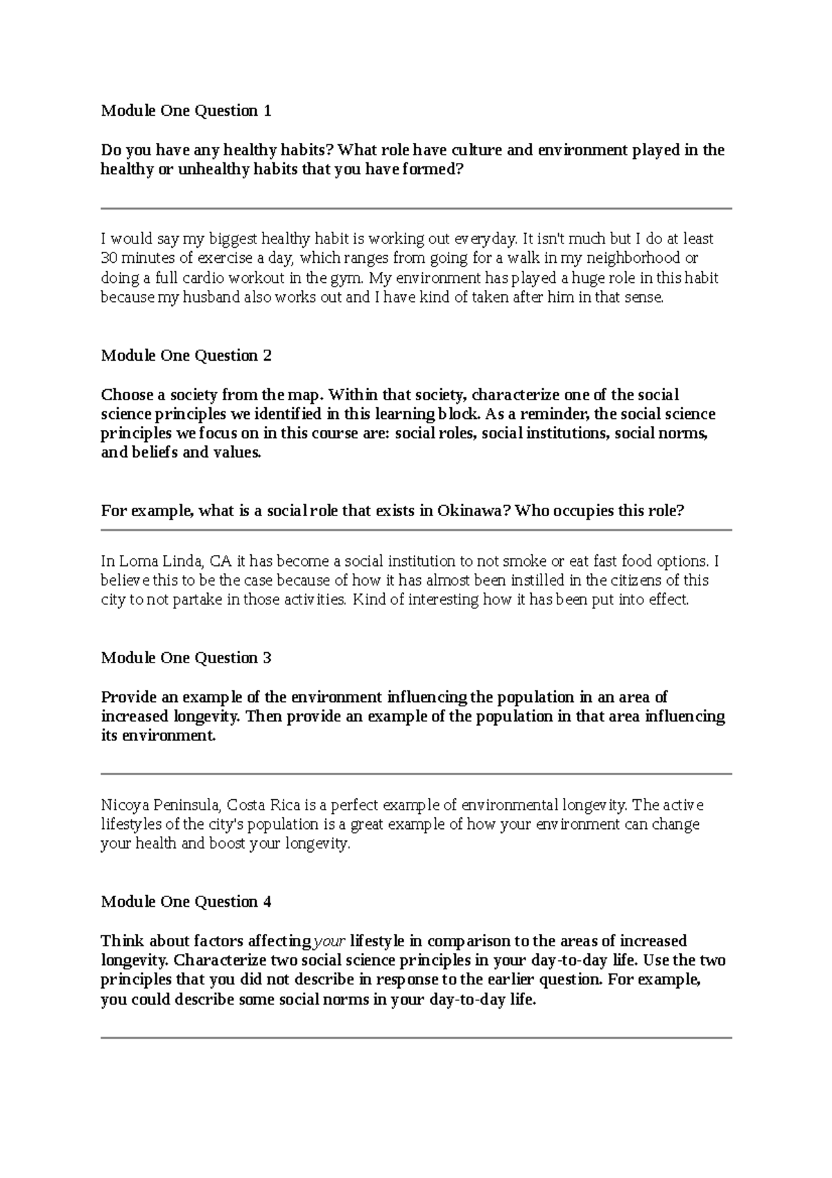 Module 1 Short Responses - Module One Question 1 Do you have any ...